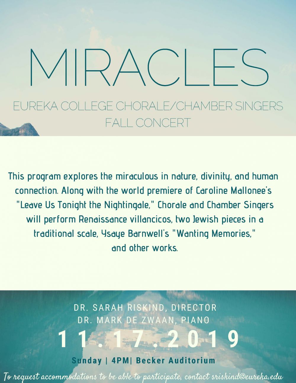 Miracles: Eureka College to Host annual Fall Chorale and Chambers ...